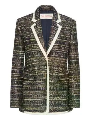Valentino Garavani Tweed Single-breasted Blazer - Blue
