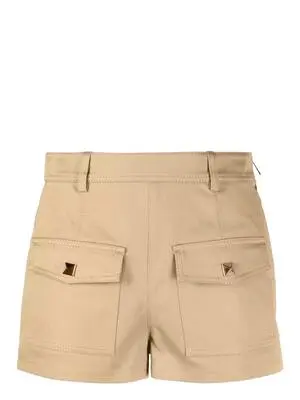 Valentino Garavani Stretch-cotton Low-rise Shorts - Neutrals