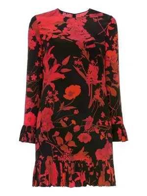 Valentino Garavani Floral Print Long-sleeve Minidress - Black