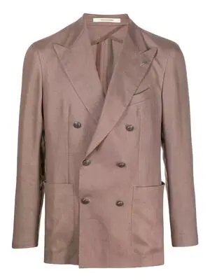 Tagliatore Double-breasted Linen Blazer - Pink