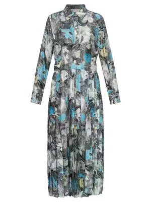 Tory Burch Printed Pleated Midi Dress - Blue