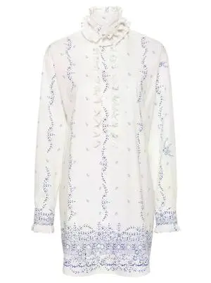 Philosophy Di Lorenzo Serafini Floral-print Cotton Shirt Dress - Neutrals