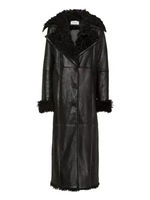 Philipp Plein Skull & Bones Shearling Coat - Black
