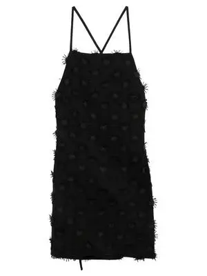 MSGM Floral-appliqué Mini Dress - Black