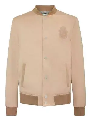 BILLIONAIRE Logo-Patch Button-Up Bomber Jacket