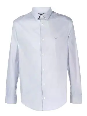 Emporio Armani Logo-embroidered Long-sleeve Shirt - Blue