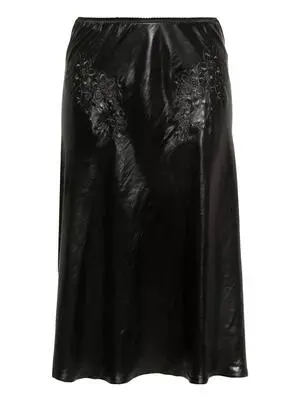 N°21 Floral Embroidery Mid-rise Straight Hem Skirt - Black