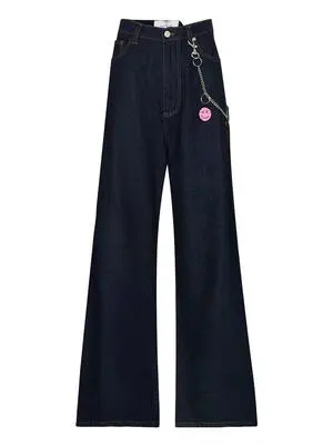 Natasha Zinko High-rise Wide-leg Jeans With Chain Detail - Blue