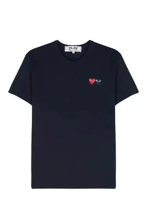 Play Comme Des Garcon Heart-patch Cotton T-shirt - Blue