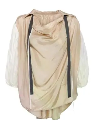 SHANSHAN RUAN Three-quarter Length Pleated Blouse - Neutrals