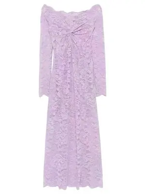 PACO RABANNE Bardot-Neckline Lace Maxi Dress