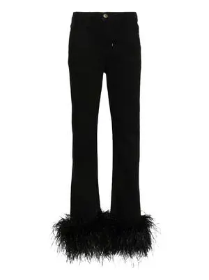LOULOU Feather-trim Jeans - Black
