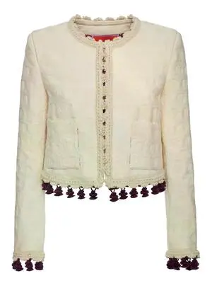 La DoubleJ Bijoux Embroidered Cropped Jacket - Neutrals
