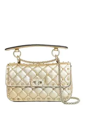 Valentino Garavani Rockstud Spike Small Quilted Laminated Nappa Bag - Neutrals
