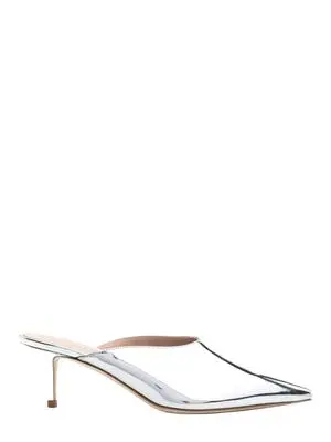 SCAROSSO Laura 60mm Patent Mules - Silver