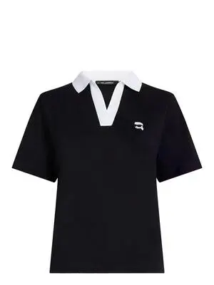 Karl Lagerfeld Logo-patch Polo Top - Black