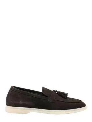 SCAROSSO Leandra Tassel-detail Suede Loafers - Brown