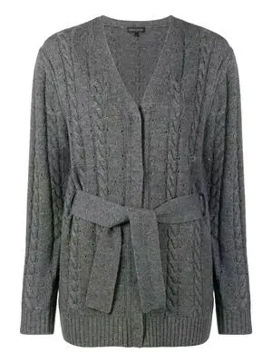 Cashmere In Love Cashmere Blend Cable Knit Cardigan - Grey