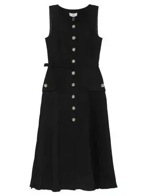 NISSA Plissé-detailed Midi Dress - Black