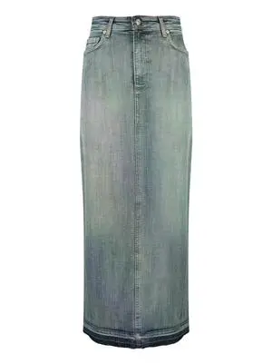GANNI Organic Cotton Blend Denim Maxi Skirt