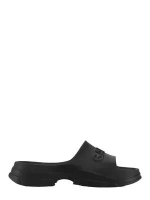 GANNI Logo-embossed Chunky Slides - Black