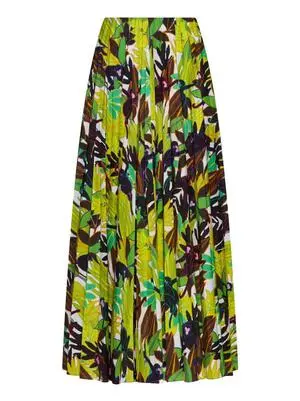 Valentino Garavani Monkey Forest Pleated Midi Skirt - Green