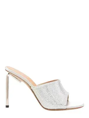 Off-White Allen 100mm Crystal-embellished Satin Mules - Grey
