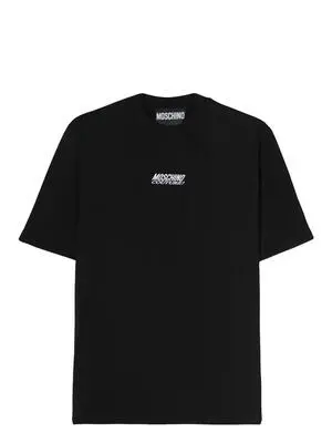 Moschino Logo-embroidered Cotton T-shirt - Black