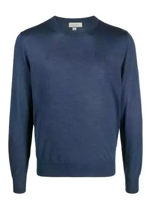 Canali Fine-knit Crew-neck Jumper - Blue