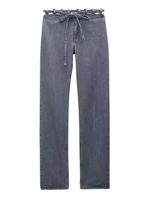 Filippa K Lace-waist Straight-leg Jeans - Grey