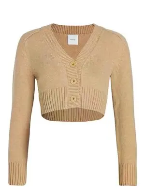 PATOU Wool-cashmere Cropped Cardigan - Neutrals