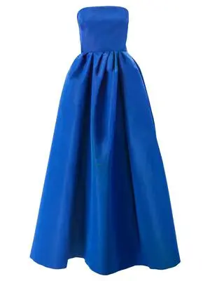 Carolina Herrera Strapless Corset Midi Dress - Blue