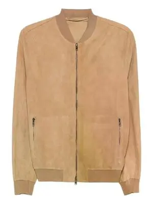 SALVATORE SANTORO Suede Bomber Jacket - Neutrals
