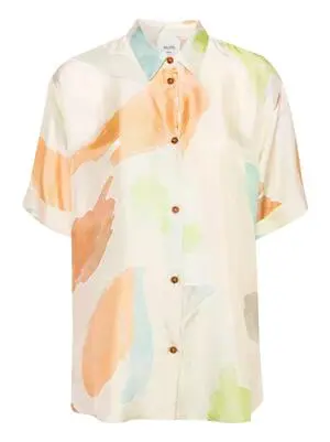 ALYSI Abstract-print Silk Shirt - Neutrals