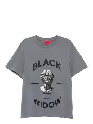 Hugo Spider-print Cotton T-shirt - Grey