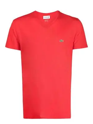Lacoste Logo-embroidered Cotton T-shirt - Red