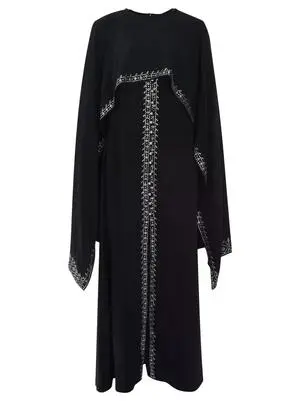 Rabanne Embroidered Long Dress With Detachable Cape - Black