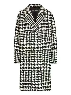 Dolce & Gabbana Houndstooth Pattern Coat - Black