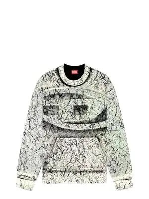 DIESEL® Cracked-effect Cotton Sweatshirt - Grey