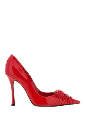 Roberto Cavalli Leather Pointed Toe Pumps - Red
