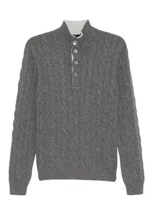 BARBA NAPOLI Cable-knit Virgin Wool-cashmere Sweater - Grey