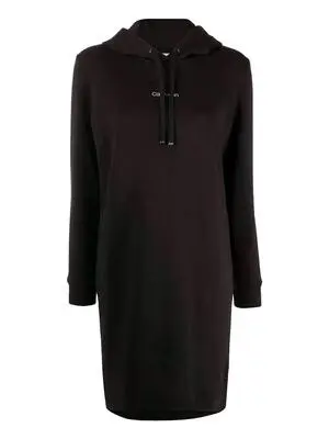 Calvin Klein Logo-print Hoodie Short Dress - Black