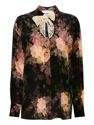 Zimmermann Lace-scarf Shirt - Black