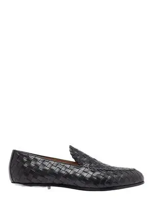 SCAROSSO Vittorio Interwoven Leather Loafers - Black