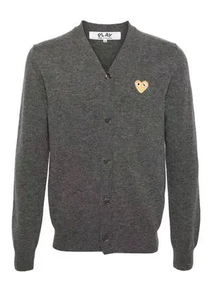 Play Comme Des Garcon Mélange-effect Wool Cardigan - Grey