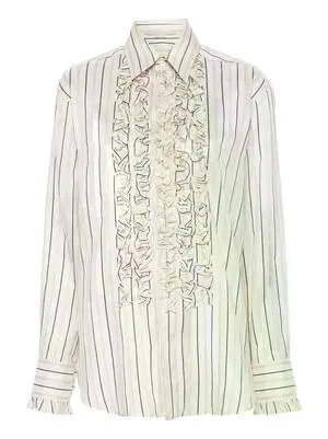 Stella McCartney Striped Ruffled Shirt - Neutrals
