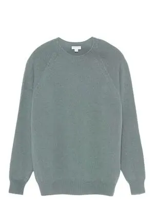 Sunspel Lambswool Crew Neck Sweater - Green
