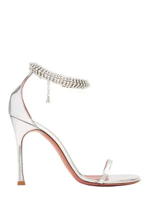 Amina Muaddi Iman 105mm Leather Sandals - Silver