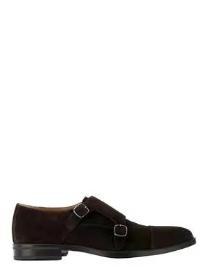 SCAROSSO Leather Monk Shoes - Brown