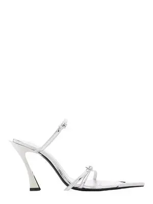 MUGLER 100mm Metallic-leather Mules - Silver